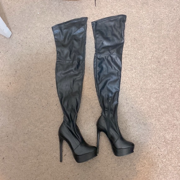 Fashion Nova | Shoes | Never Worn Black Thigh High Boots | Poshmark